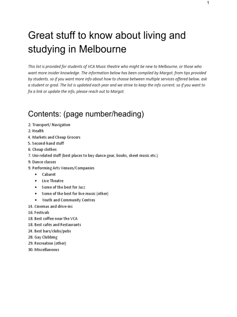 The Melbourne List 2021 | PDF | Melbourne | Meal