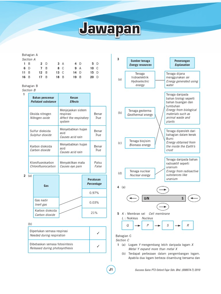 Success Science PT3 Model Paper - Answers | PDF