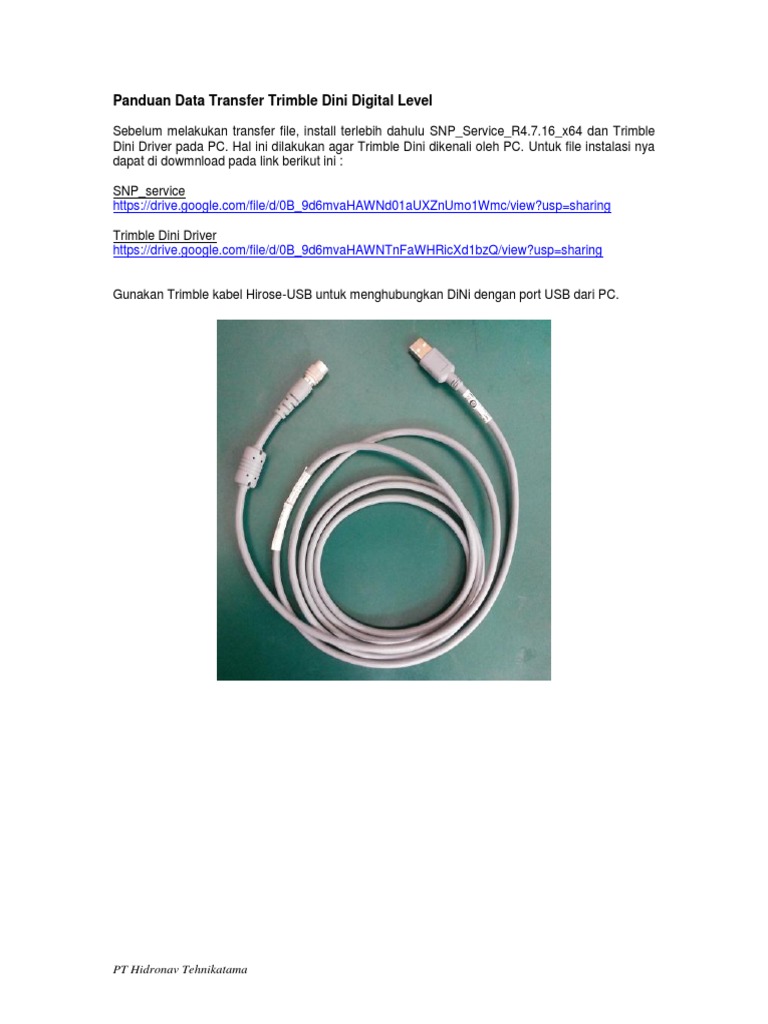 Panduan Data Transfer Trimble Dini | PDF