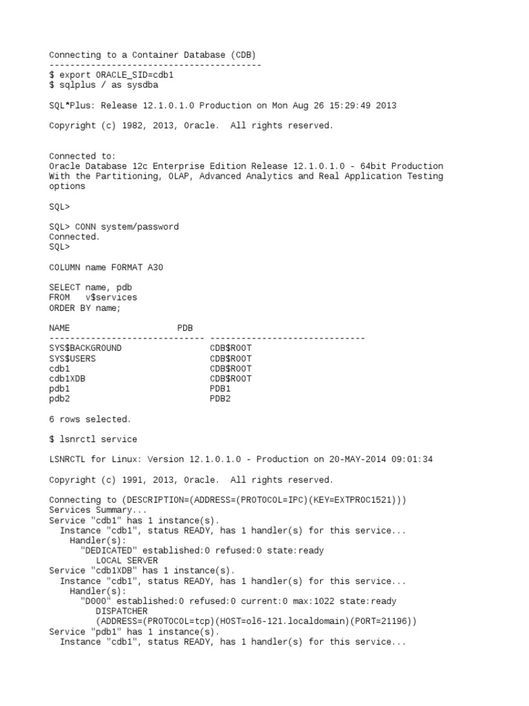 Connecting To Container Databases (CDB) and Pluggable Databases (PDB ...