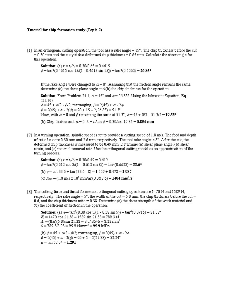 Tutorial For Topic 2 - Solution | PDF | Mechanical Engineering ...