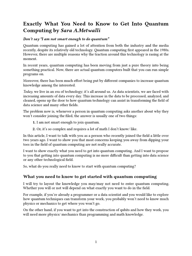 Exactly What You Need To Know To Get Into Quantum Computing | PDF ...