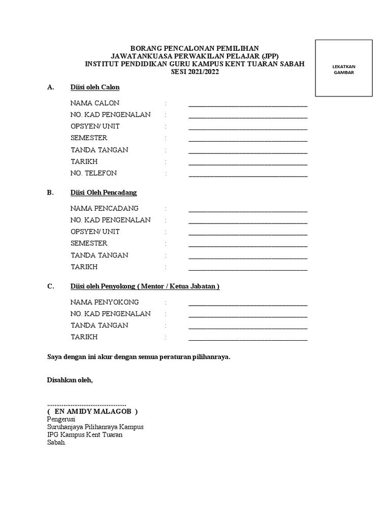 Borang Pencalonan JPP | PDF