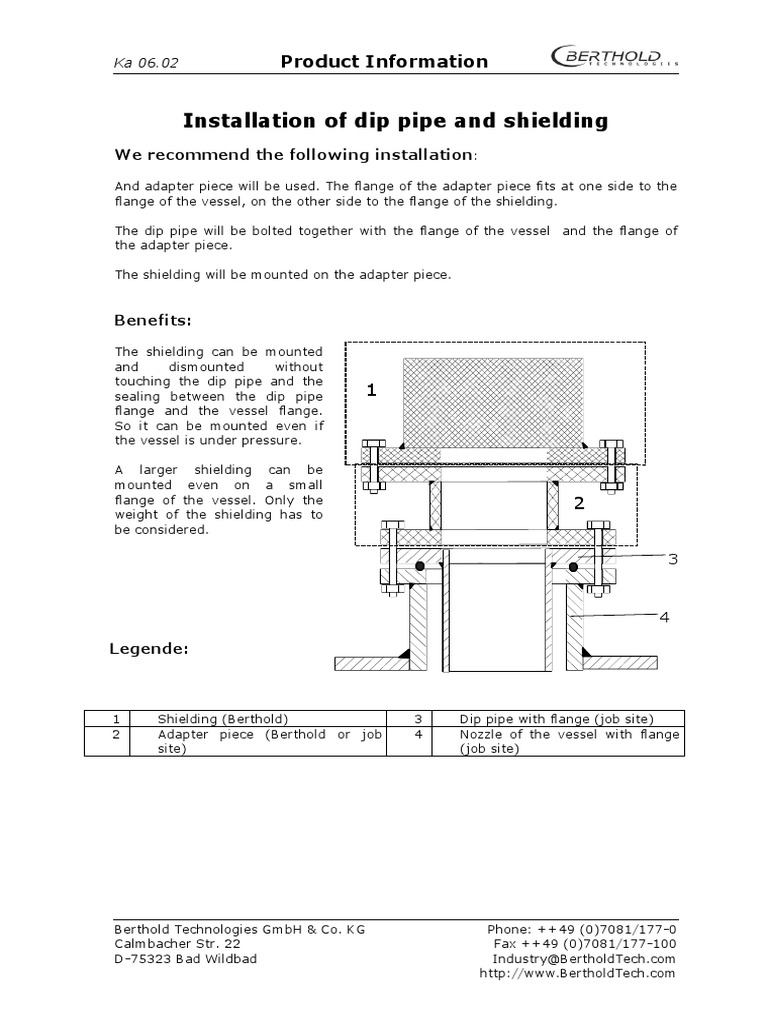 Installation of Dip Pipe and Shielding: Product Information | PDF