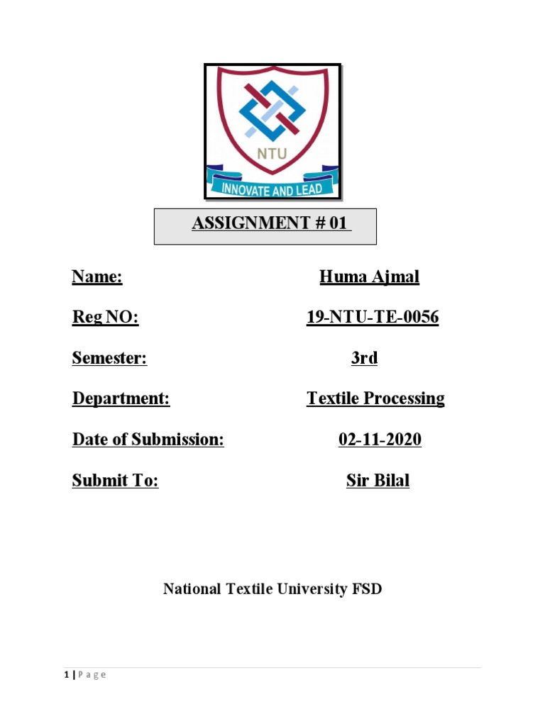 Ym-Assignment 1 (Roll#56) | PDF | Yarn | Spinning (Textiles)