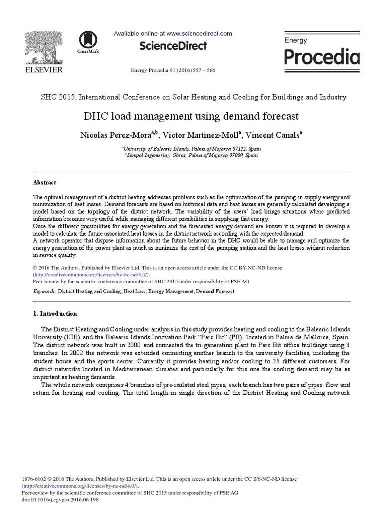 DHC Load Management Using Demand Forecast: Sciencedirect | PDF | Power Station | Forecasting