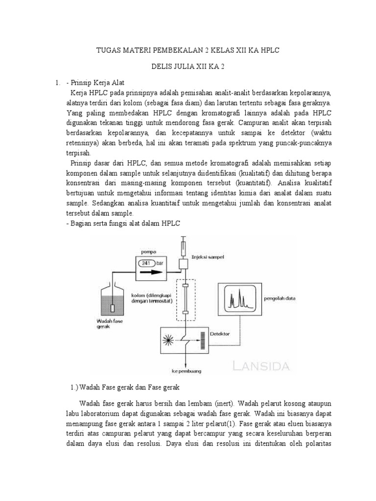 Komponen dan Prinsip Kerja HPLC | PDF