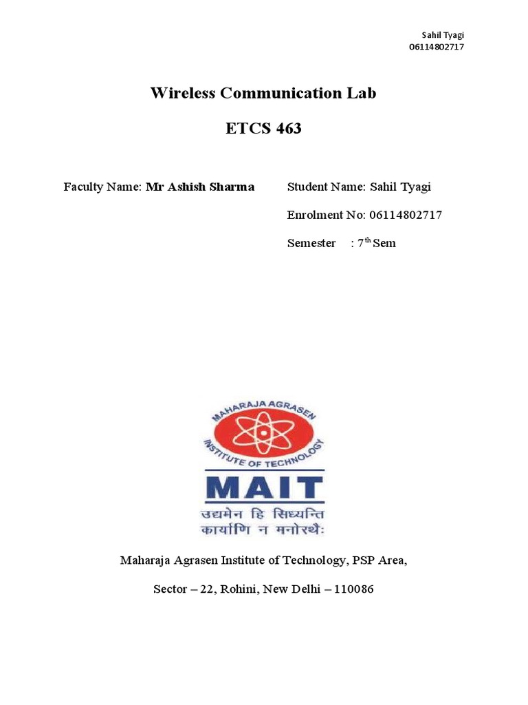 Wireless Communication Lab ETCS 463 | PDF | Port (Computer Networking ...