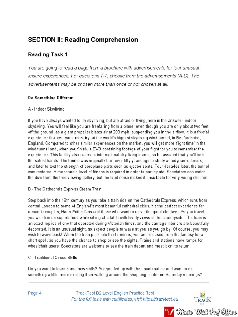 SECTION II: Reading Comprehension | Download Free PDF | Scuba Diving ...