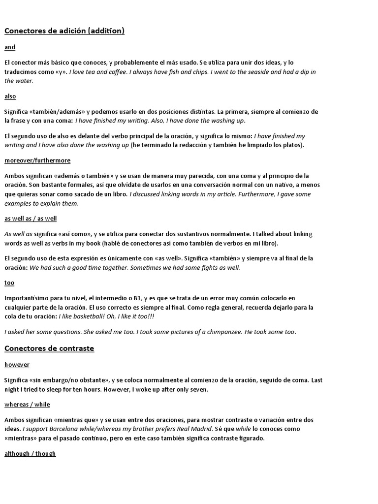 Conectores B1 | PDF | Idiomas