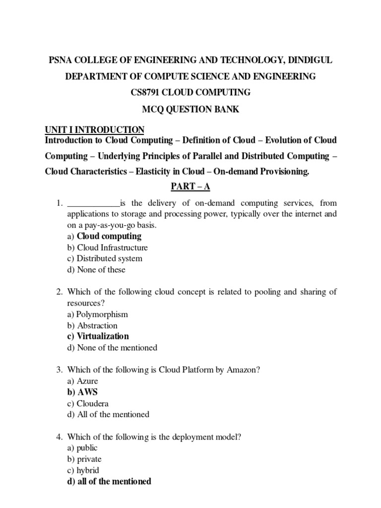 CC Complete MCQ | PDF | Cloud Computing | Backup