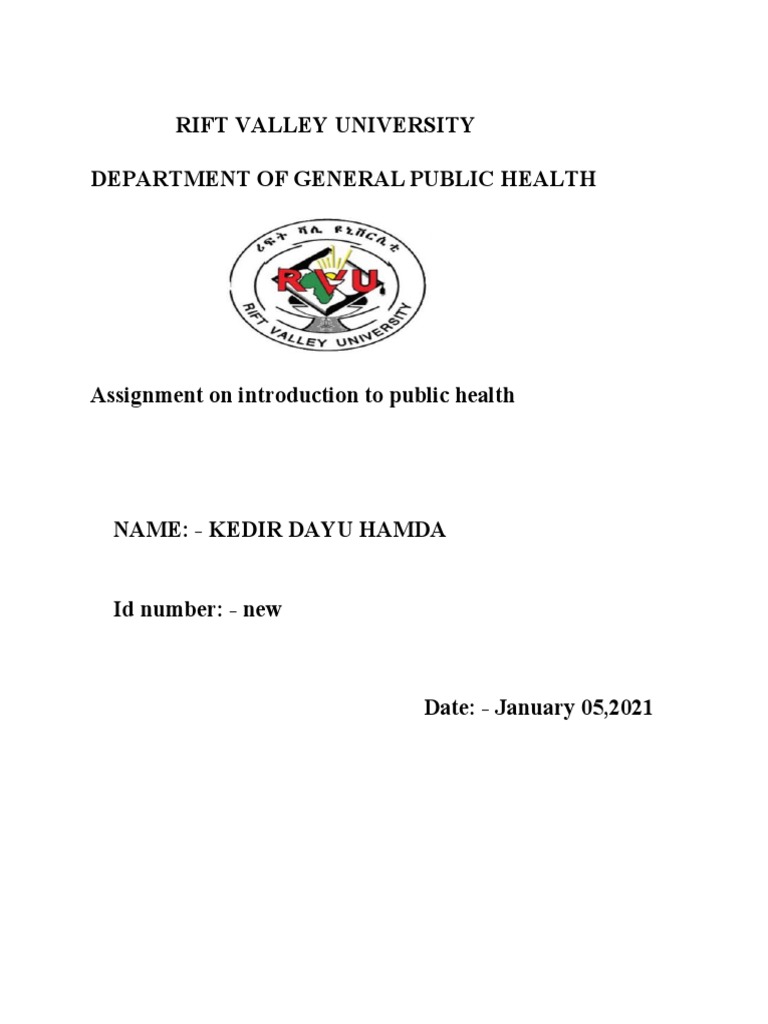 Rift Valley University Department of General Public Health | PDF ...
