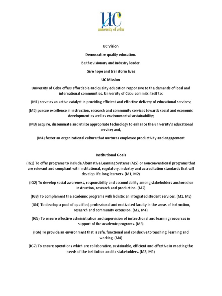 UCLM VMGO and Graduate Attributes | PDF | Sustainability | University