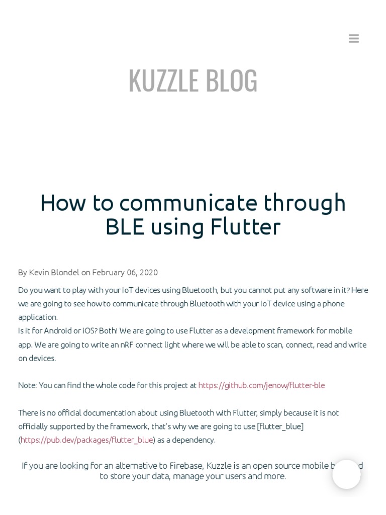 How To Communicate Through Ble Using Flutter Pdf Android Operating System Mobile App