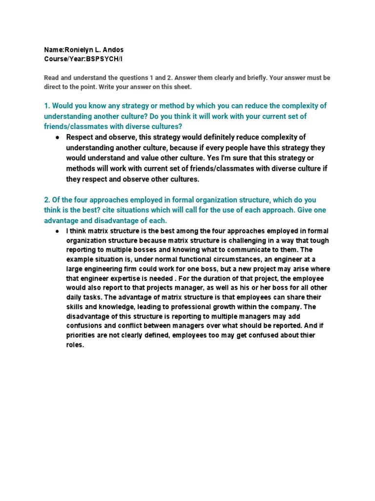 Read and Understand The Questions 1 and 2. Answer Them Clearly and ...