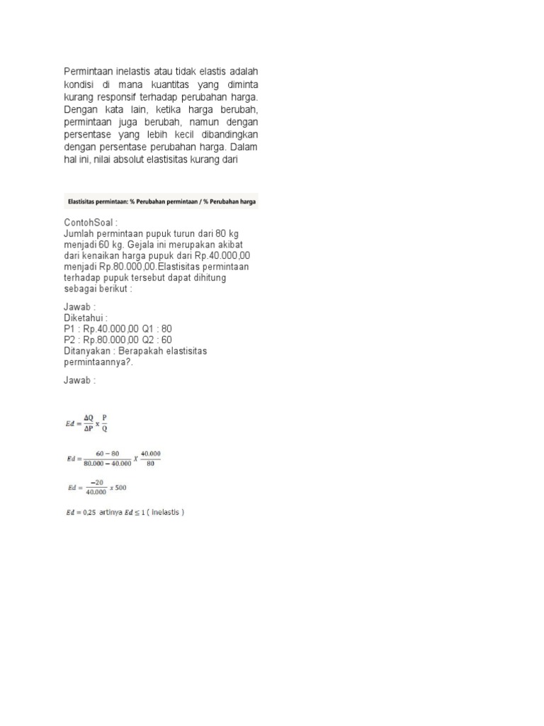 Permintaan Inelastis: Definisi dan Contoh | PDF