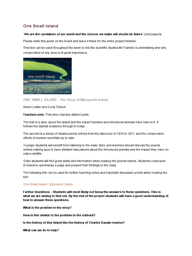 One Small Island Lesson Notes | PDF