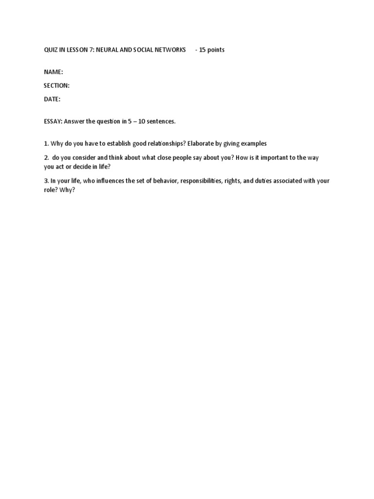 Quiz in Lesson 7 | PDF
