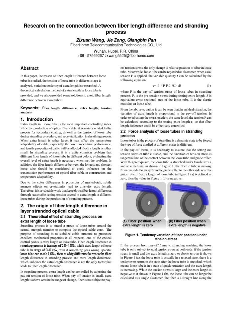 Fiber Length Control in Stranding Process | PDF | Optical Fiber ...