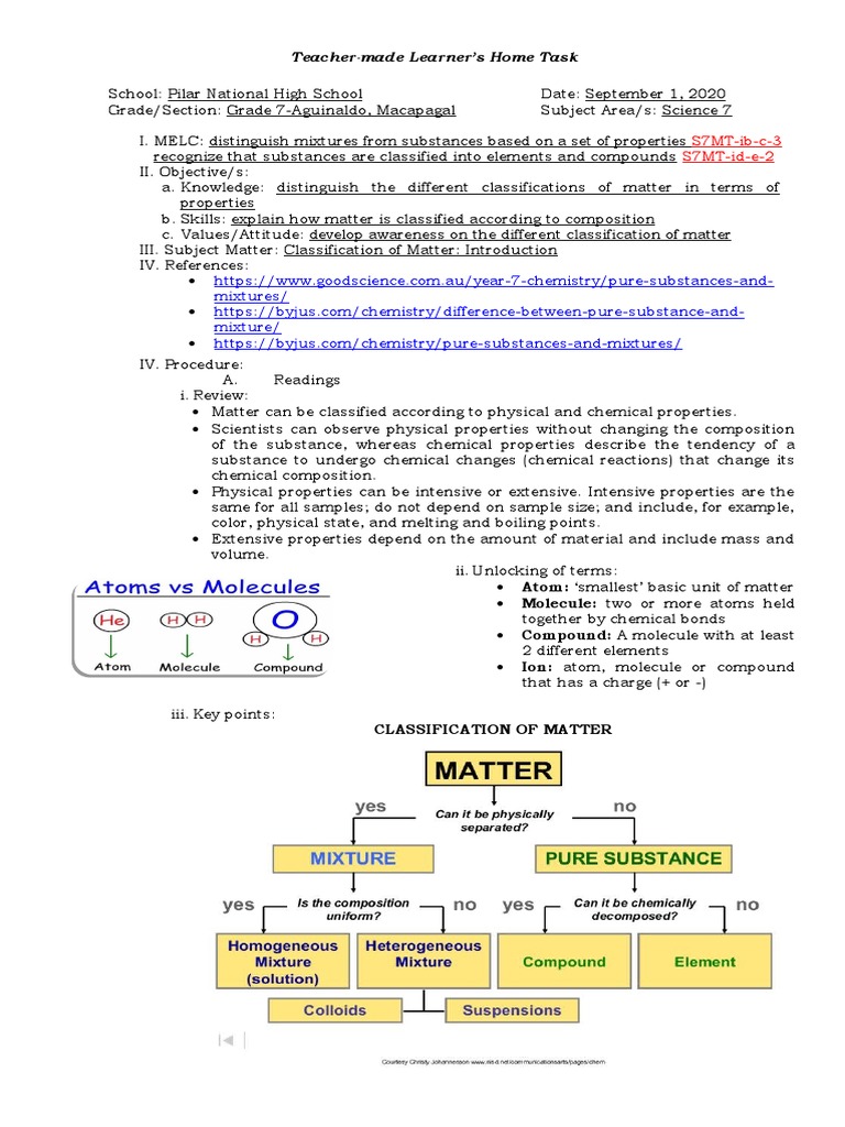Mixtures/ Mixture/: Teacher-Made Learner's Home Task | PDF | Mixture ...