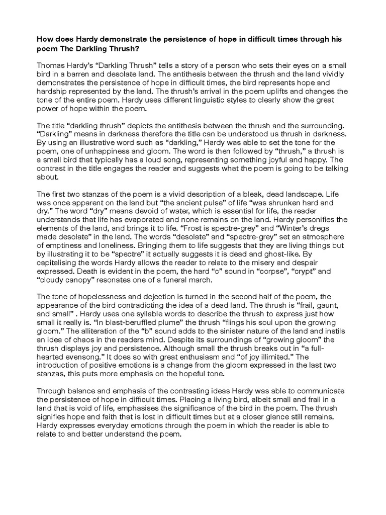 The Darkling Thrush | PDF | Poetry