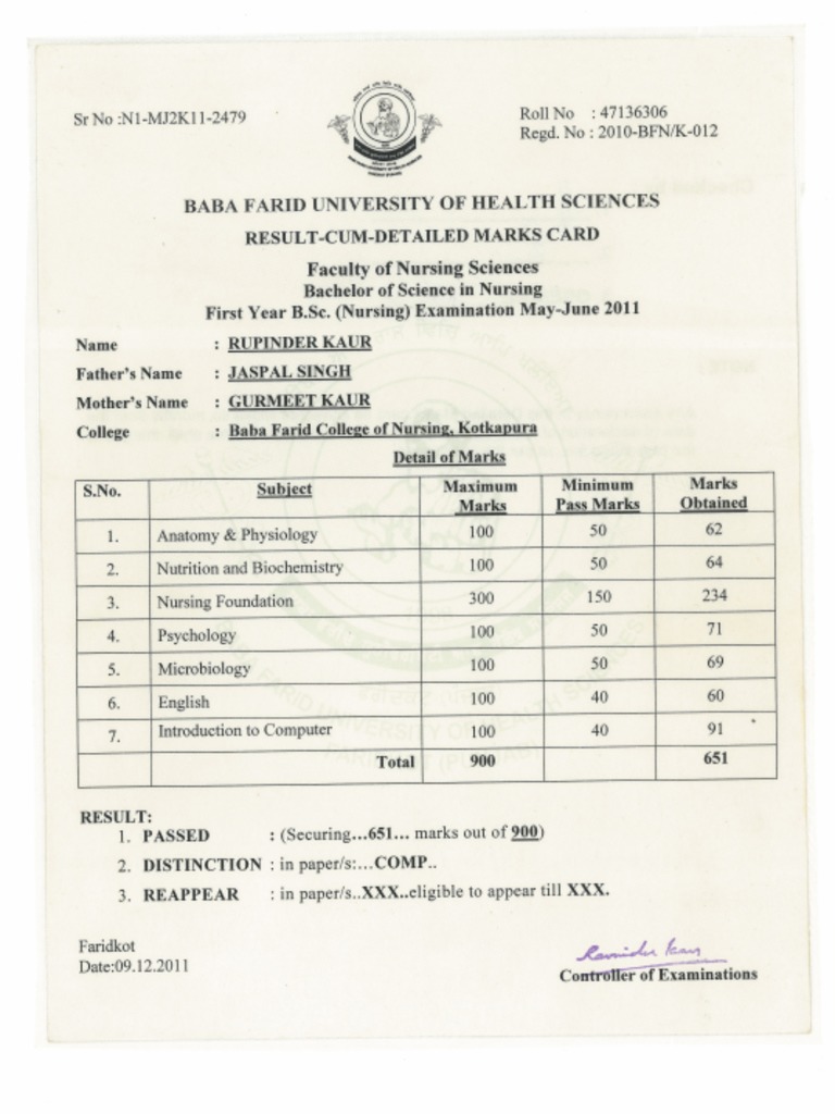 BSC Mark Sheets | PDF