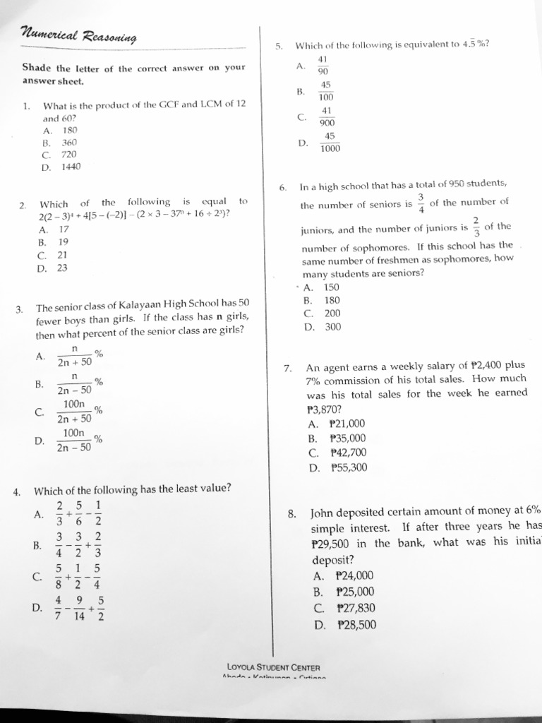 Lae LSC Math Exam | PDF