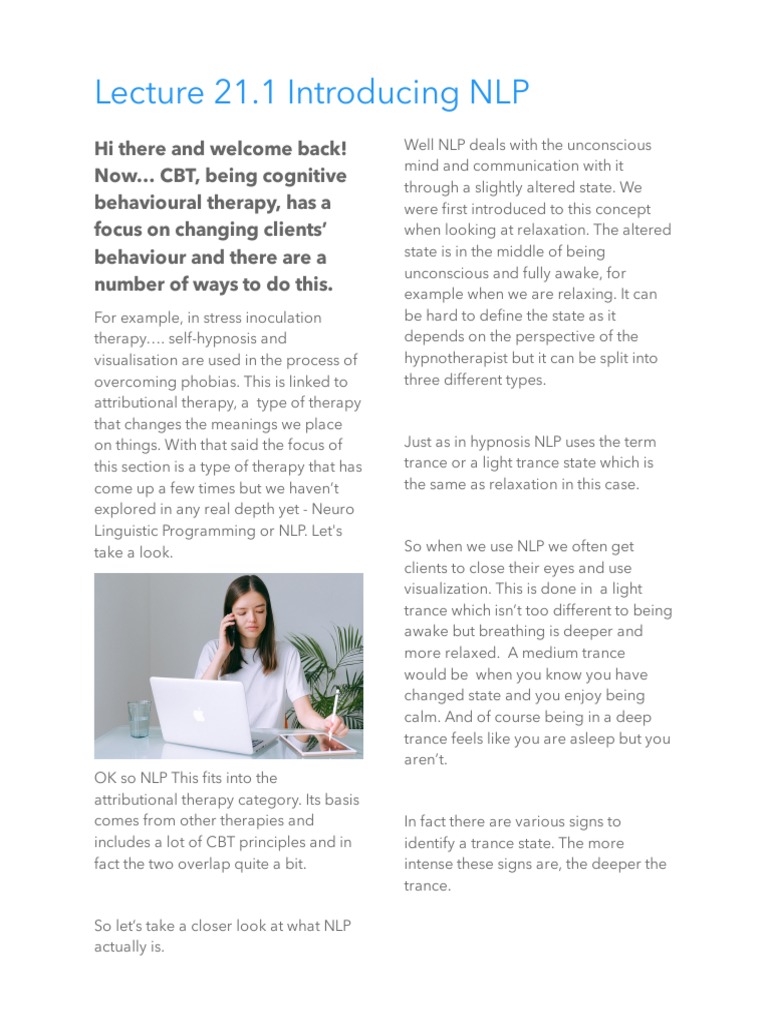 Introducing Neuro-Linguistic Programming (NLP): An Overview of NLP Techniques and Concepts of ...