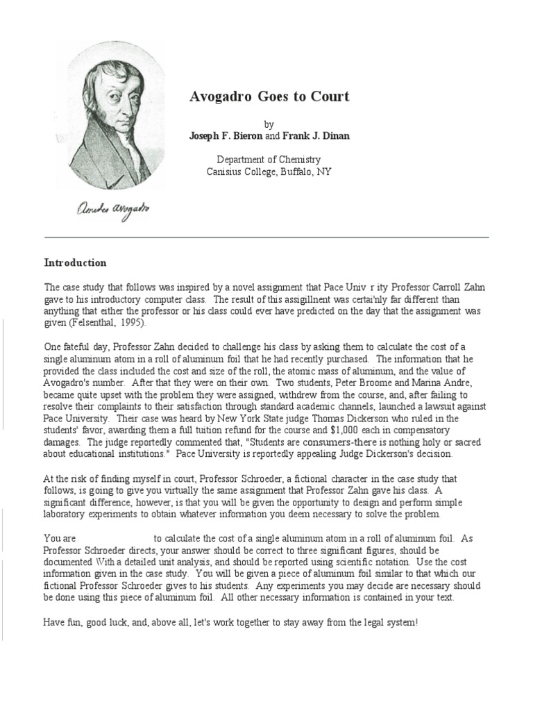 Avogardo Goes To Court Case Study | PDF | Mole (Unit) | Metrology