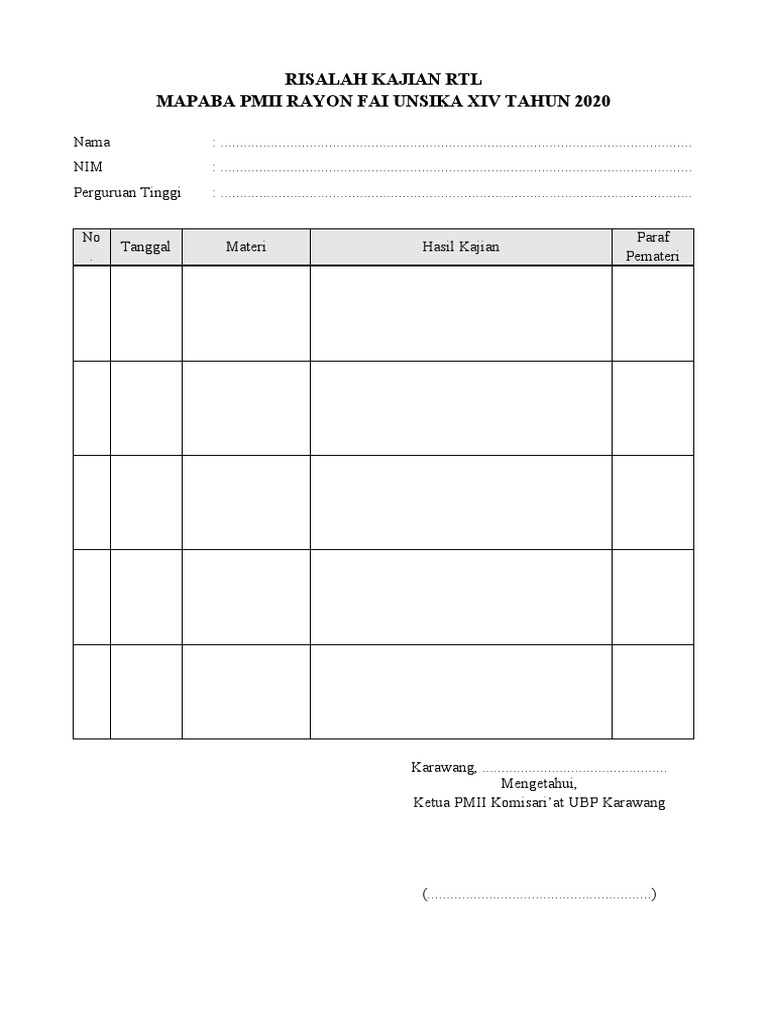 Form Kajian RTL | PDF