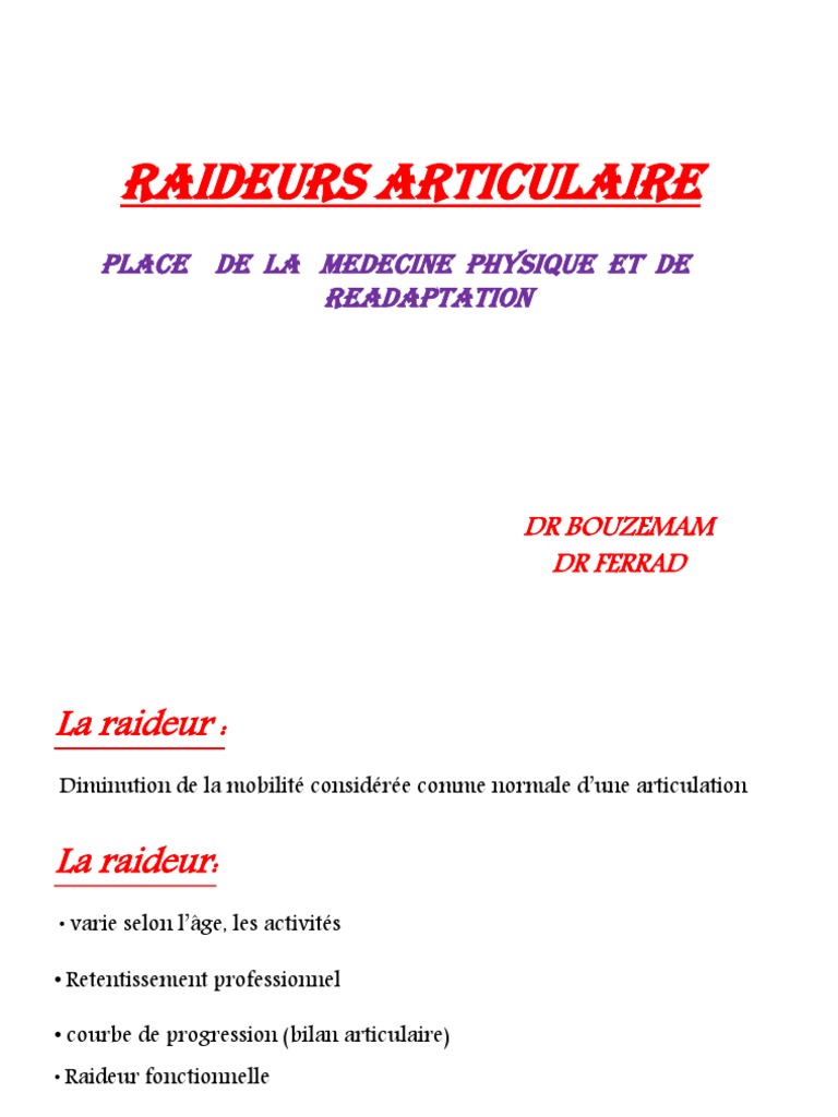 Raideurs Articulaires : Causes et Traitements | PDF | Médecine clinique ...