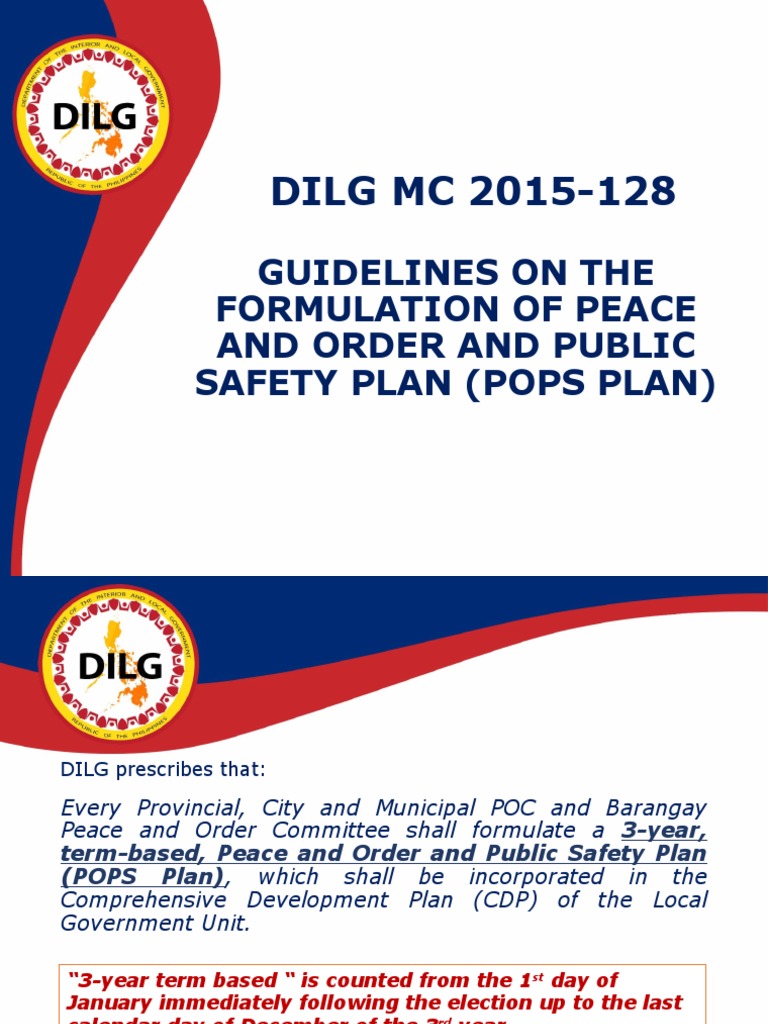 DILG MC 2015-128: Guidelines On The Formulation of Peace and Order and ... DILG MC 2015-128: Guidelines On The Formulation of Peace and Order and ...