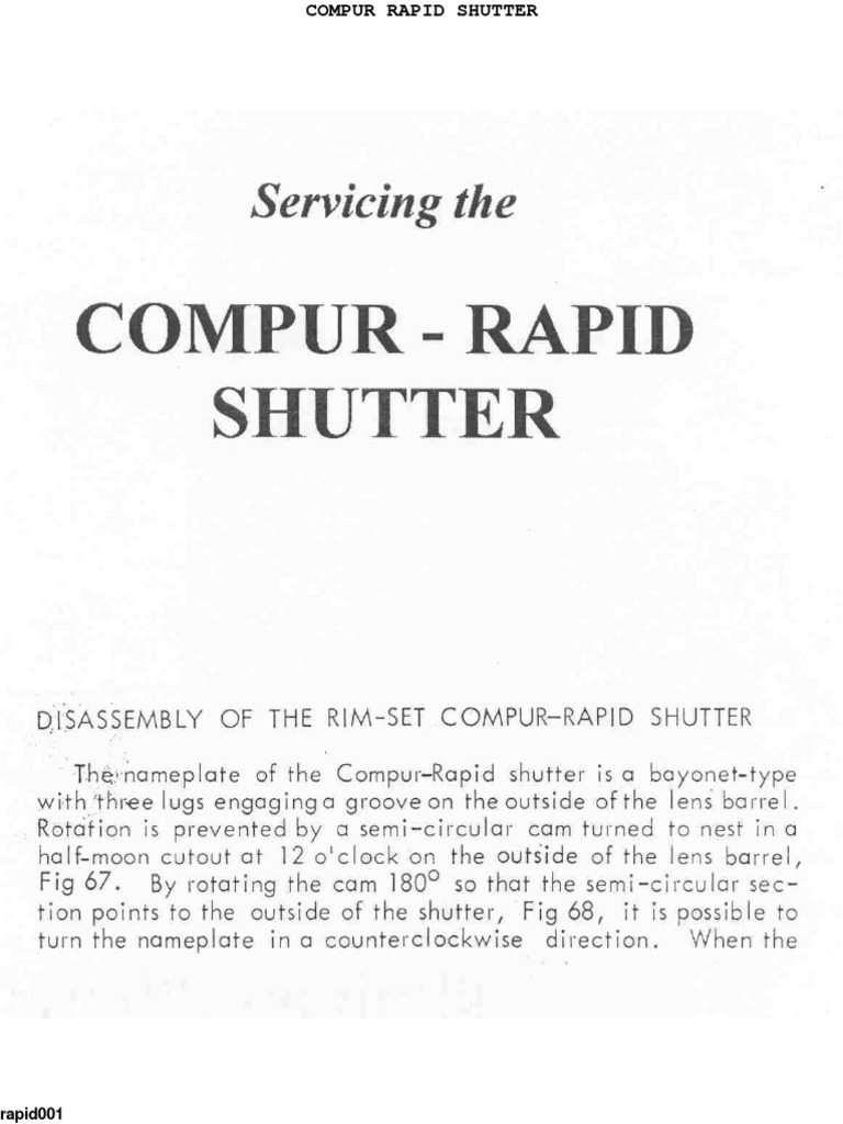 Compur Rapid Shutter Repair | PDF