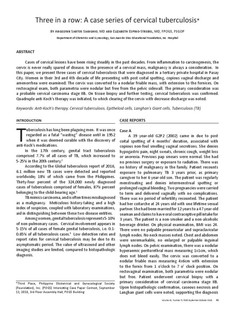 Three in A Row A Case Series of Cervical Tuberculosis | PDF | Cervical ...