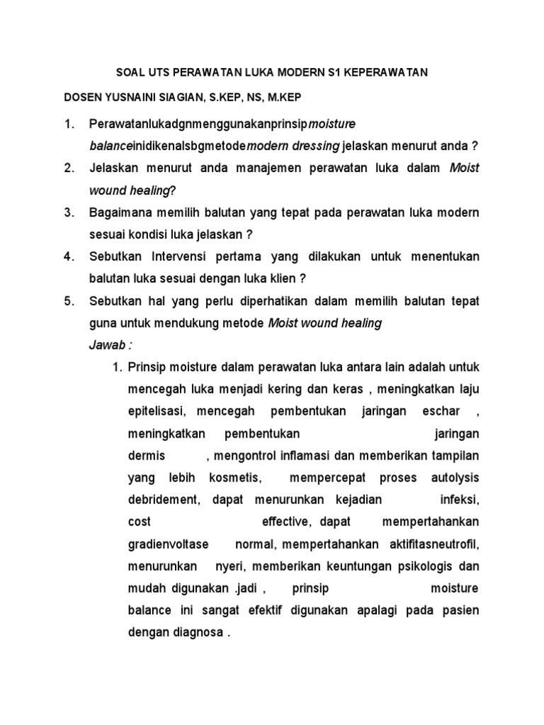 Soal Uts Buk Yus Keperawatan Luka Modern | PDF