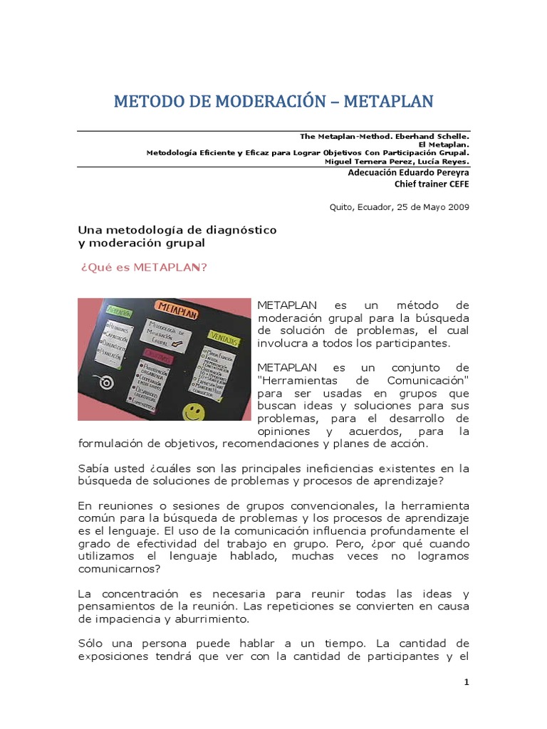 Metodo - de - Moderacion Metaplan | PDF | Comunicación | Creatividad