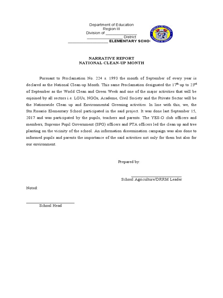 Narrative Report Clean Up N Tree Planting | PDF