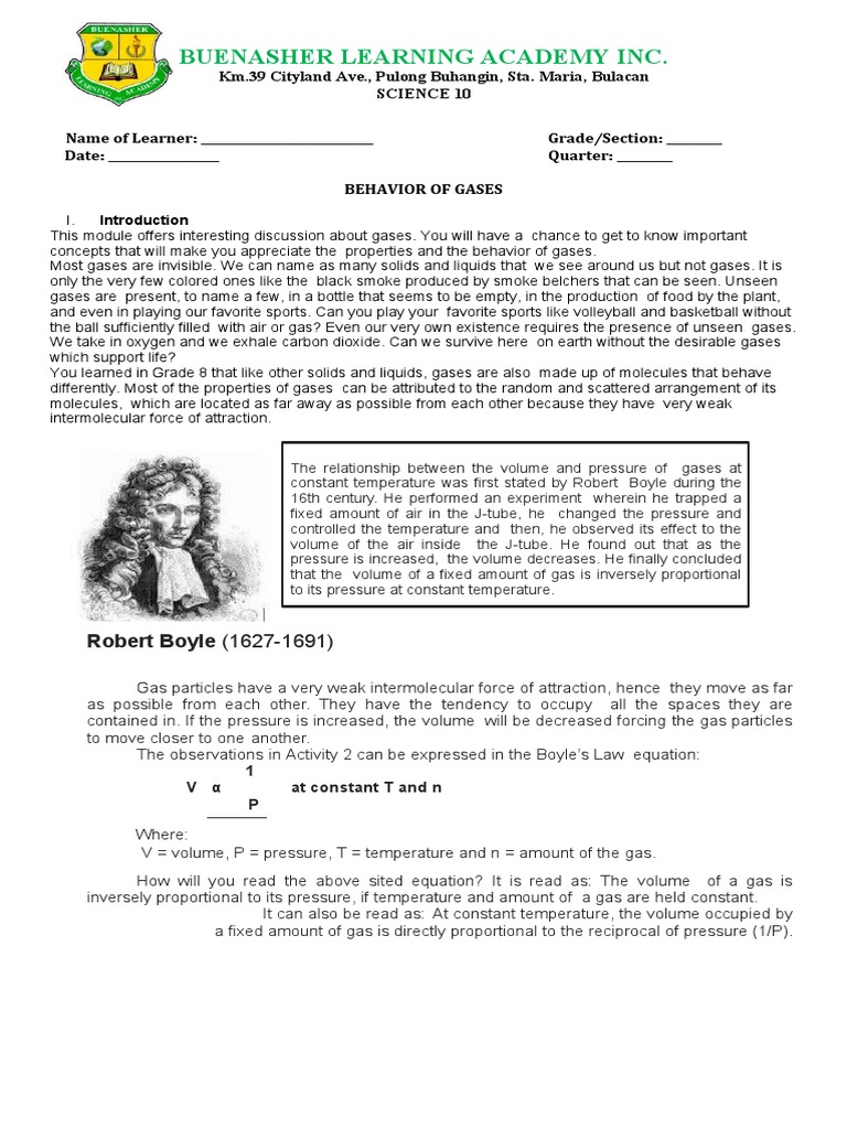 Buenasher Learning Academy Inc.: Robert Boyle (1627-1691) | PDF | Gases ...