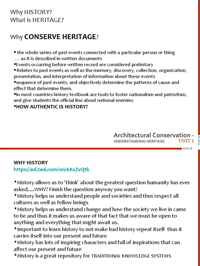 Conserve Heritage: Why History? What Is HERITAGE? Why ? | PDF ...