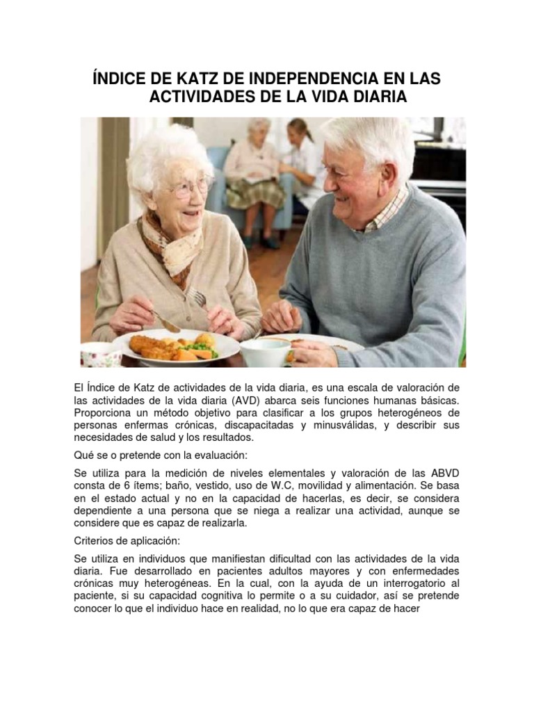 23 Indice de Katz | PDF | Medicina CLINICA | Ropa