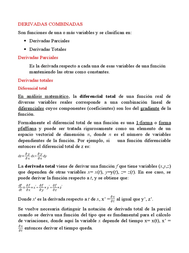 Derivadas Combinadas | Descargar gratis PDF | Derivado | Optimización Matemática