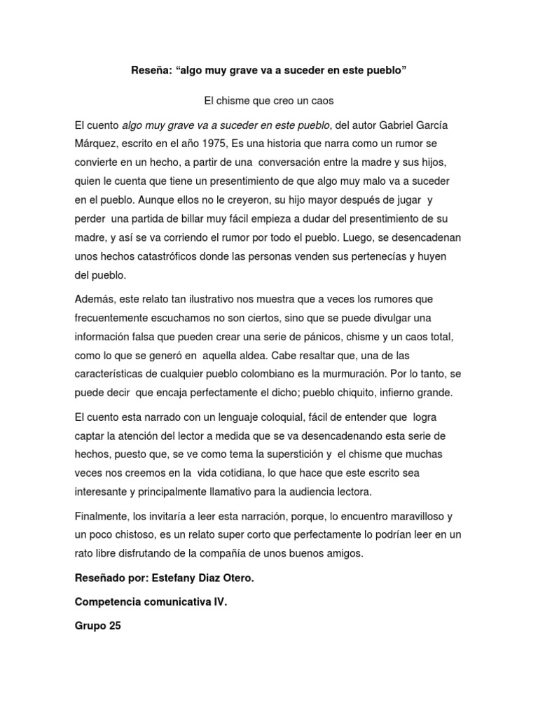 Algo Muy Grave Va A Suceder en Este Pueblo | PDF