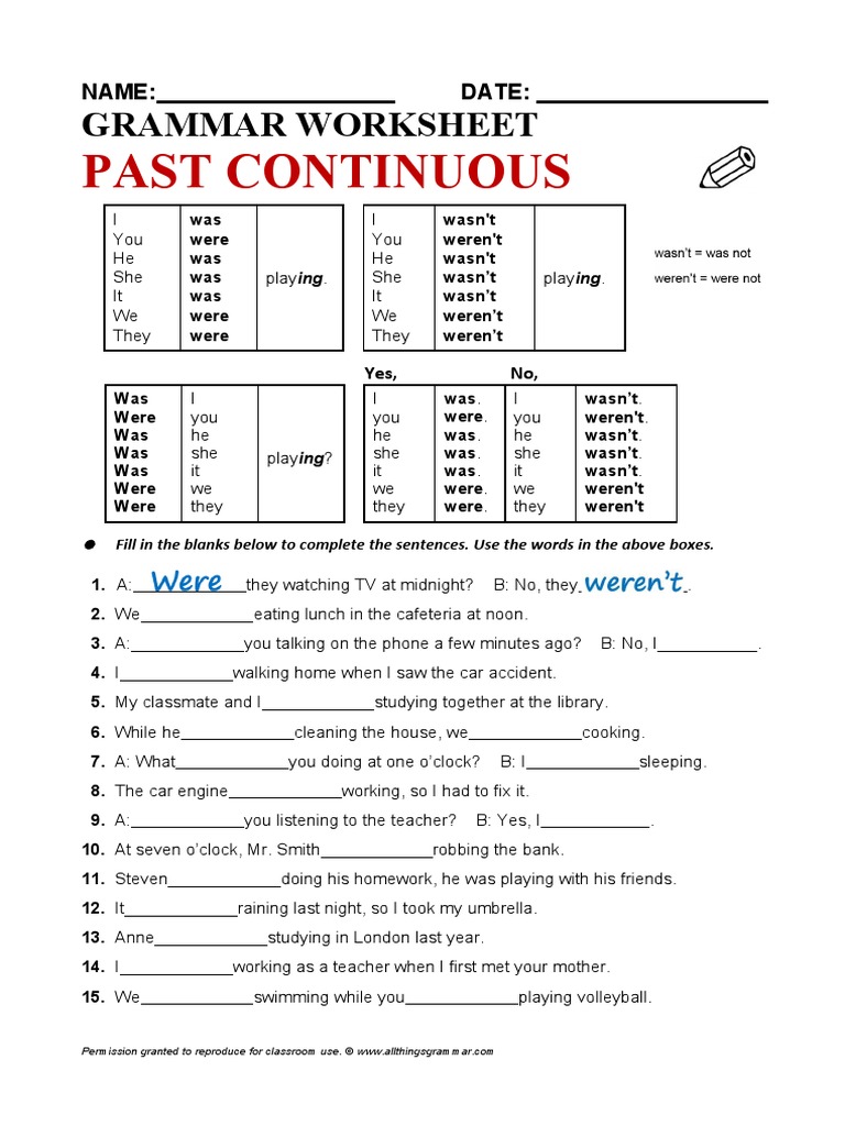 Atg Worksheet Pastcont3 | PDF