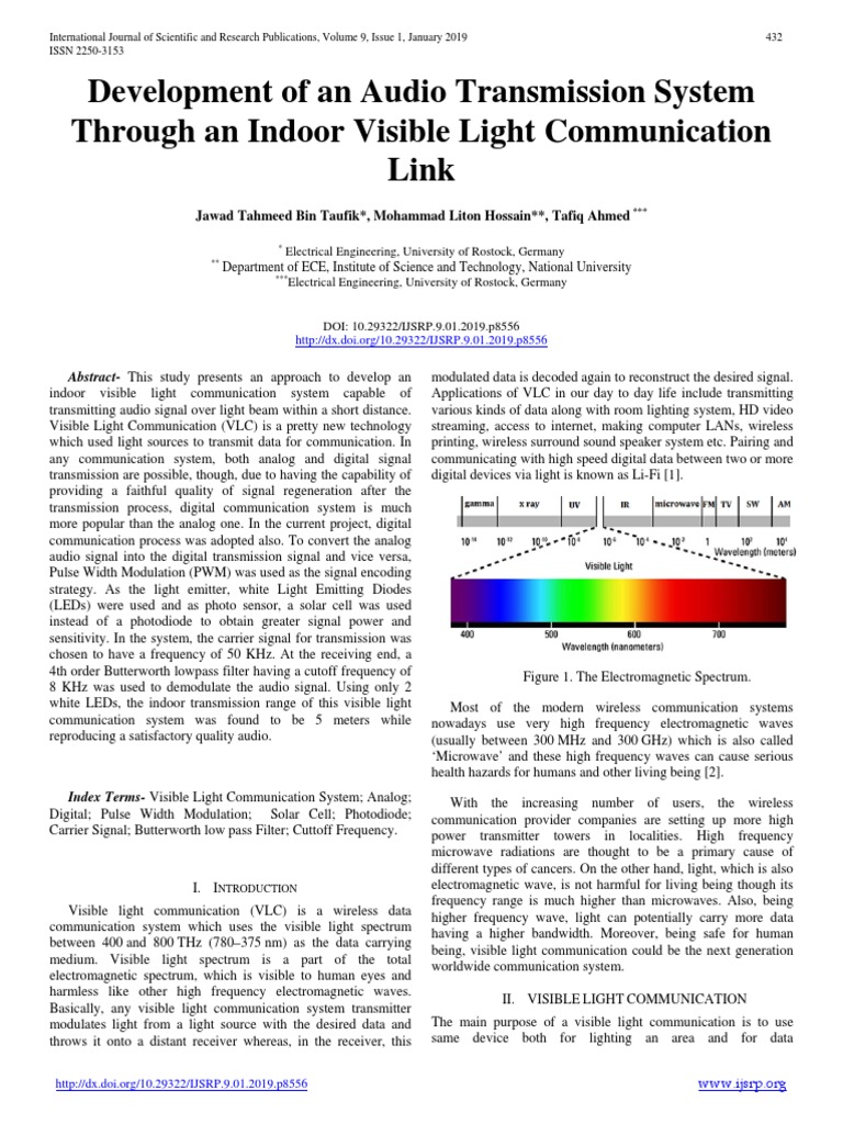Development of An Audio Transmission System Through An Indoor Visible ...