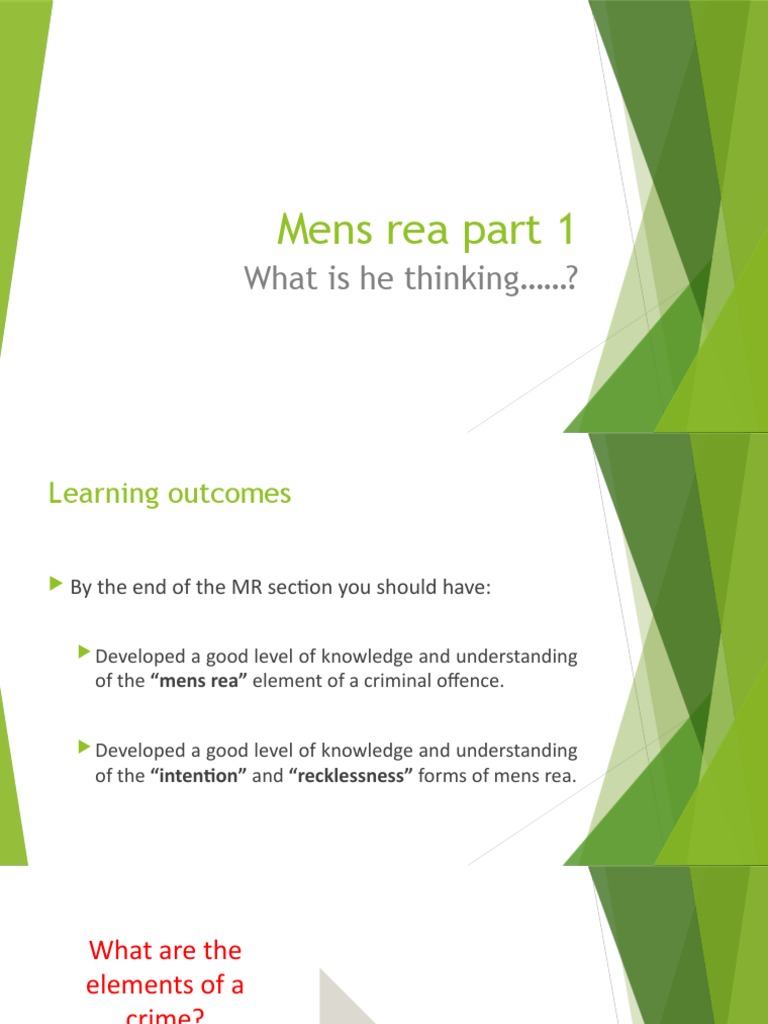 Mens Rea Part 1: What Is He Thinking ? | PDF | Mens Rea | Element (Criminal Law)