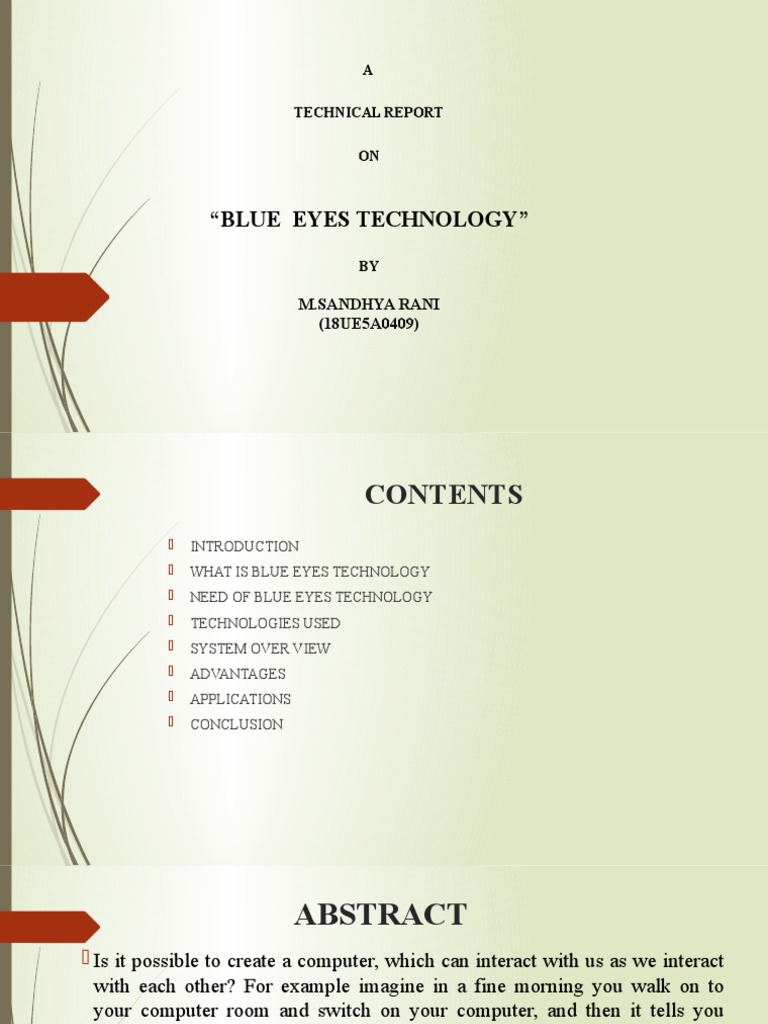 Blue Eyes Technology PPT-1-1 | PDF | Perception | Emotions