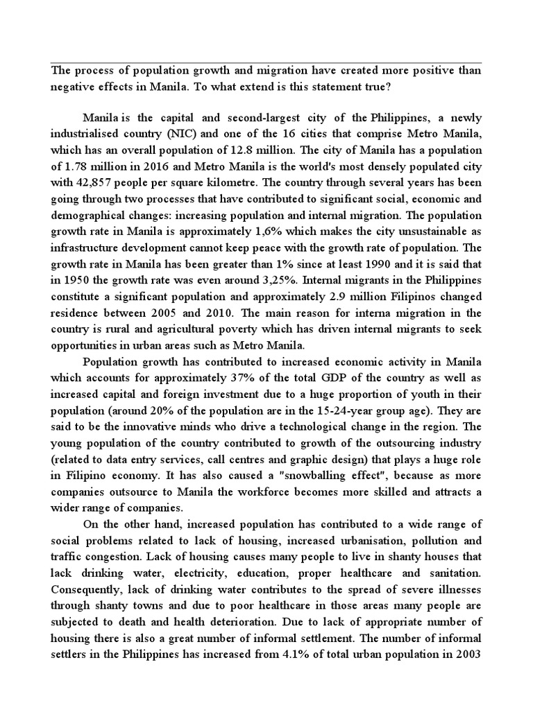 Geography-Migration-Essay Word | PDF | Economic Growth | Human Migration