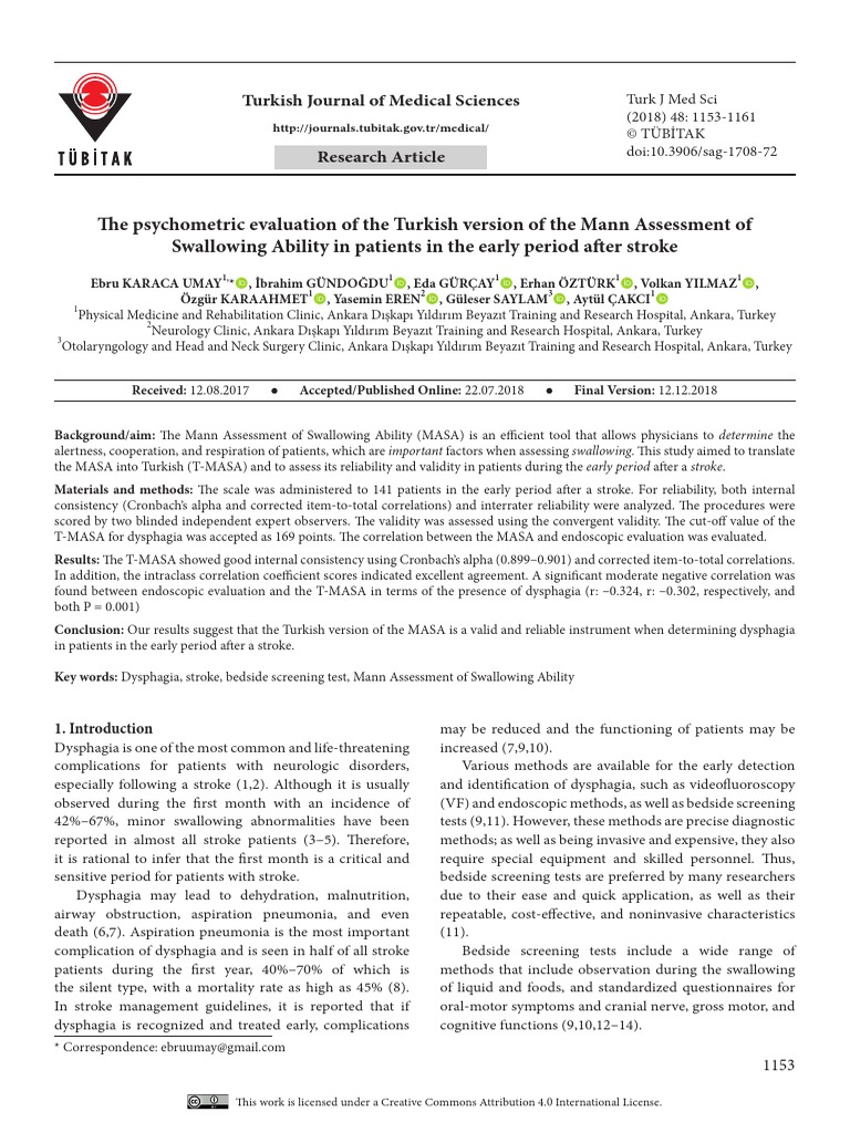 Mann Assessment of Swallowing Ability | PDF | Sensitivity And ...