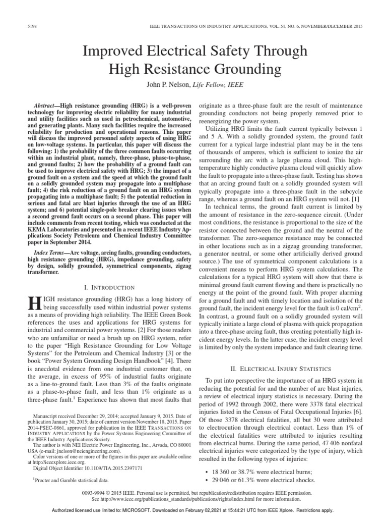 Improved Electrical Safety Through High Resistance Grounding | PDF ...