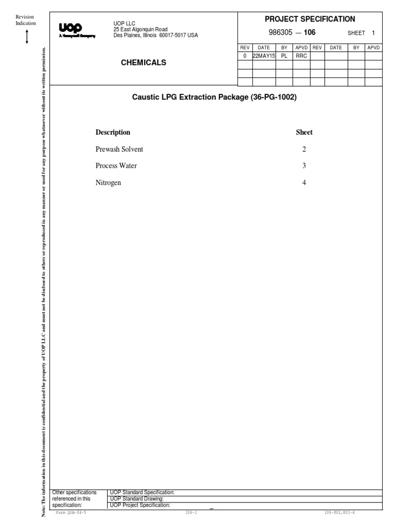 Chemicals: Project Specification 106 | PDF | Chemical Process ...